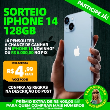 Sorteio Iphone 14 - 128GB - Farroupilha da Depressão | Sua Rifa Digital