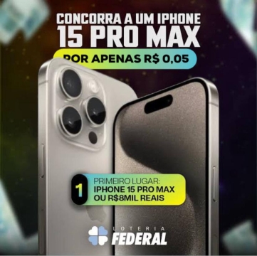 IPHONE 15 PRO MAX OU 8 MIL NO P!X | Sua Rifa Digital